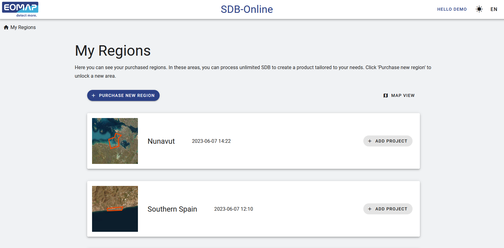SDB-Online Revamp - EOMAP - Earth Observation Services